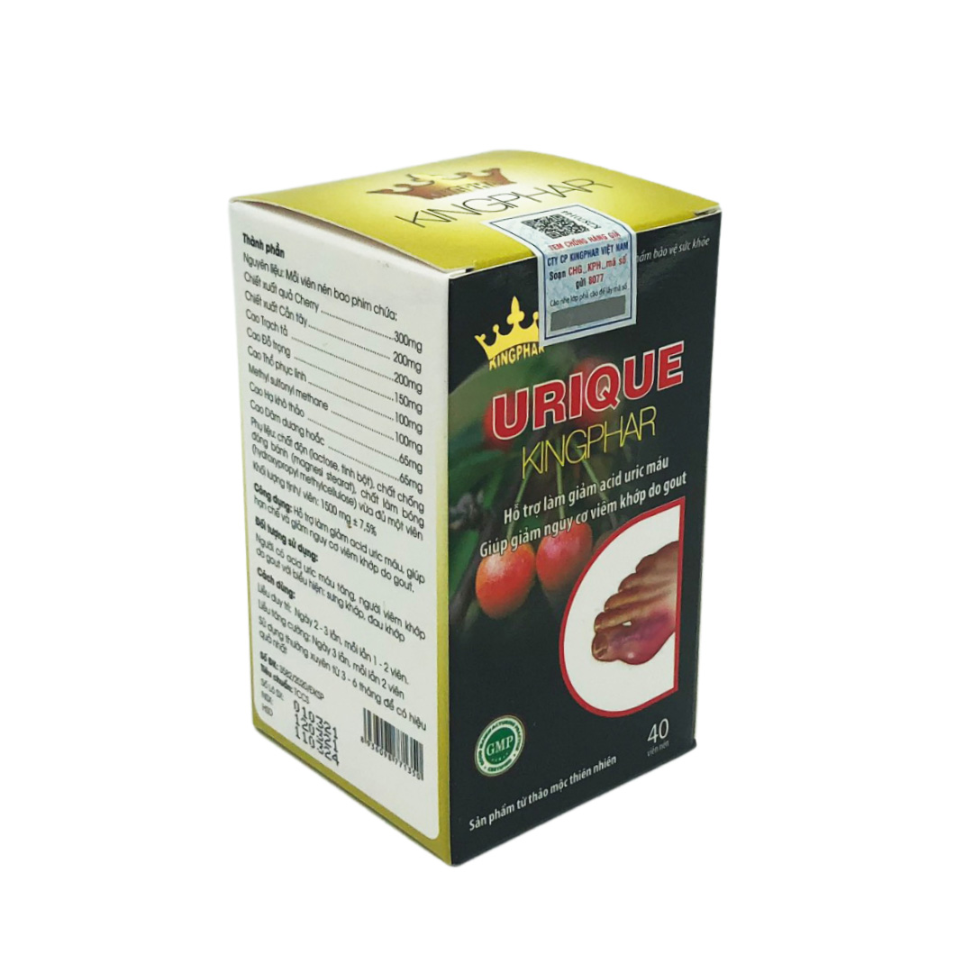 Urique Kingphar (40 viên) - Hỗ trợ giảm viêm khớp do Gout - Pharmart.vn