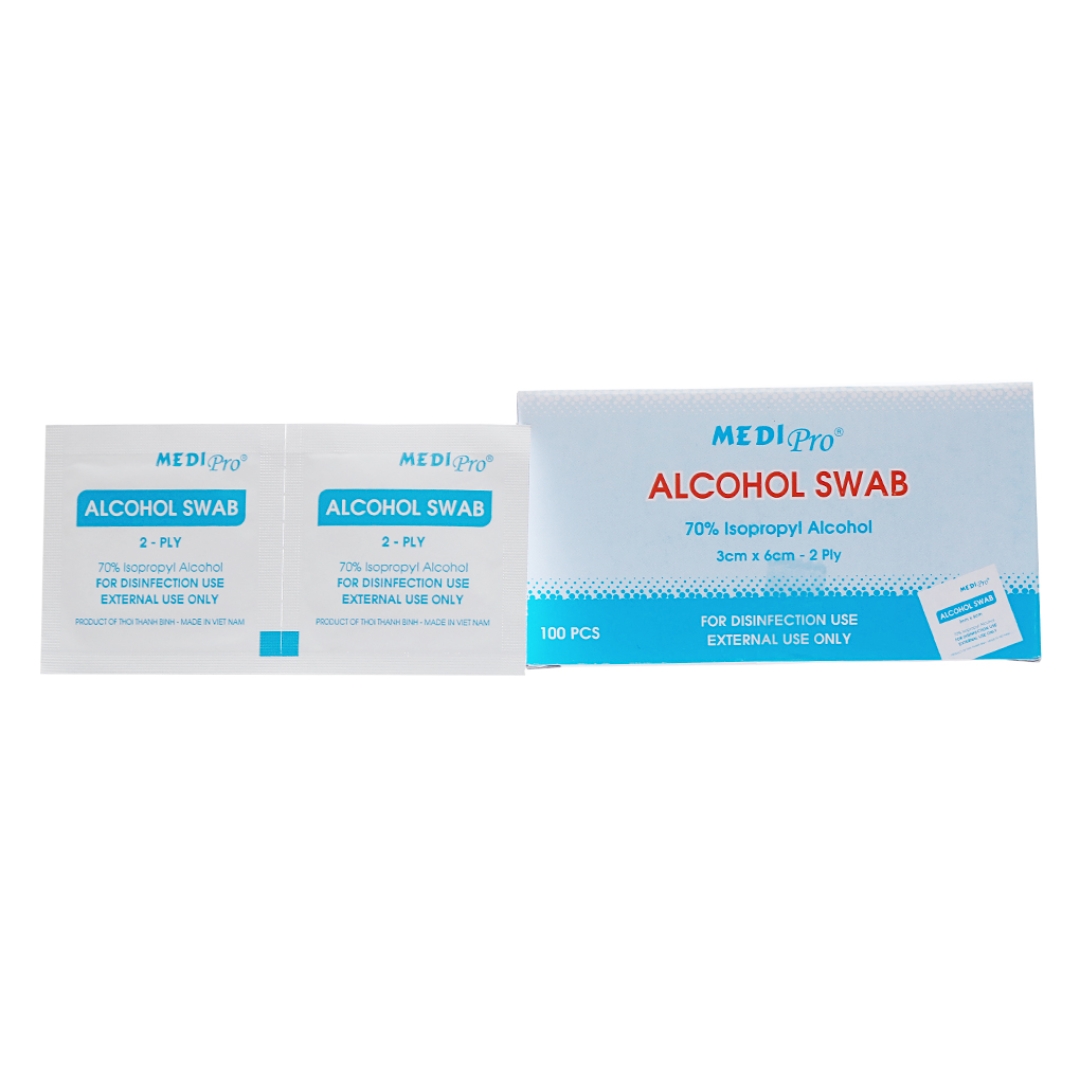 Alcohol Swab - Hộp 100 miếng gạc tẩm cồn - Pharmart.vn
