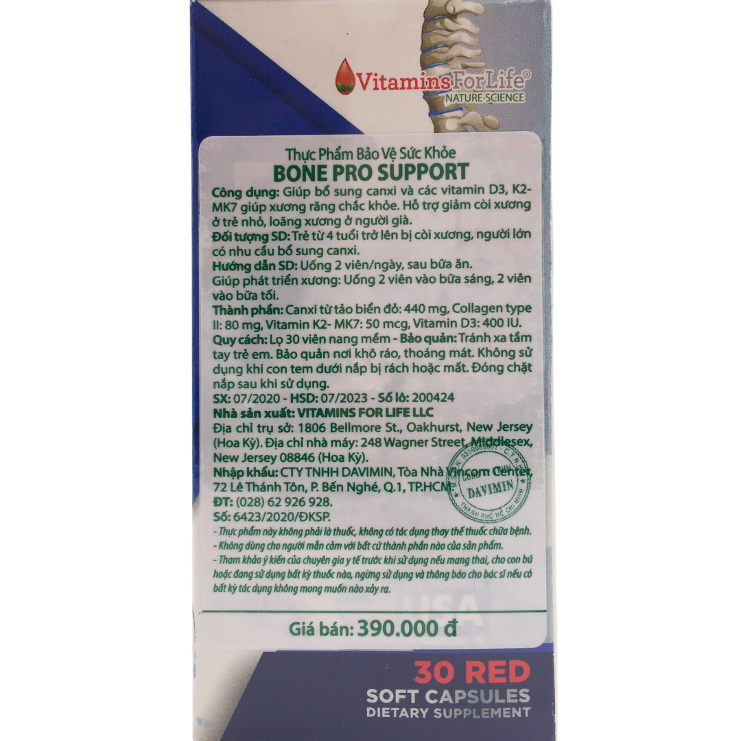 Bone Pro Support (30 viên) - Bổ sung canxi, tăng chiều cao, khỏe xương ...