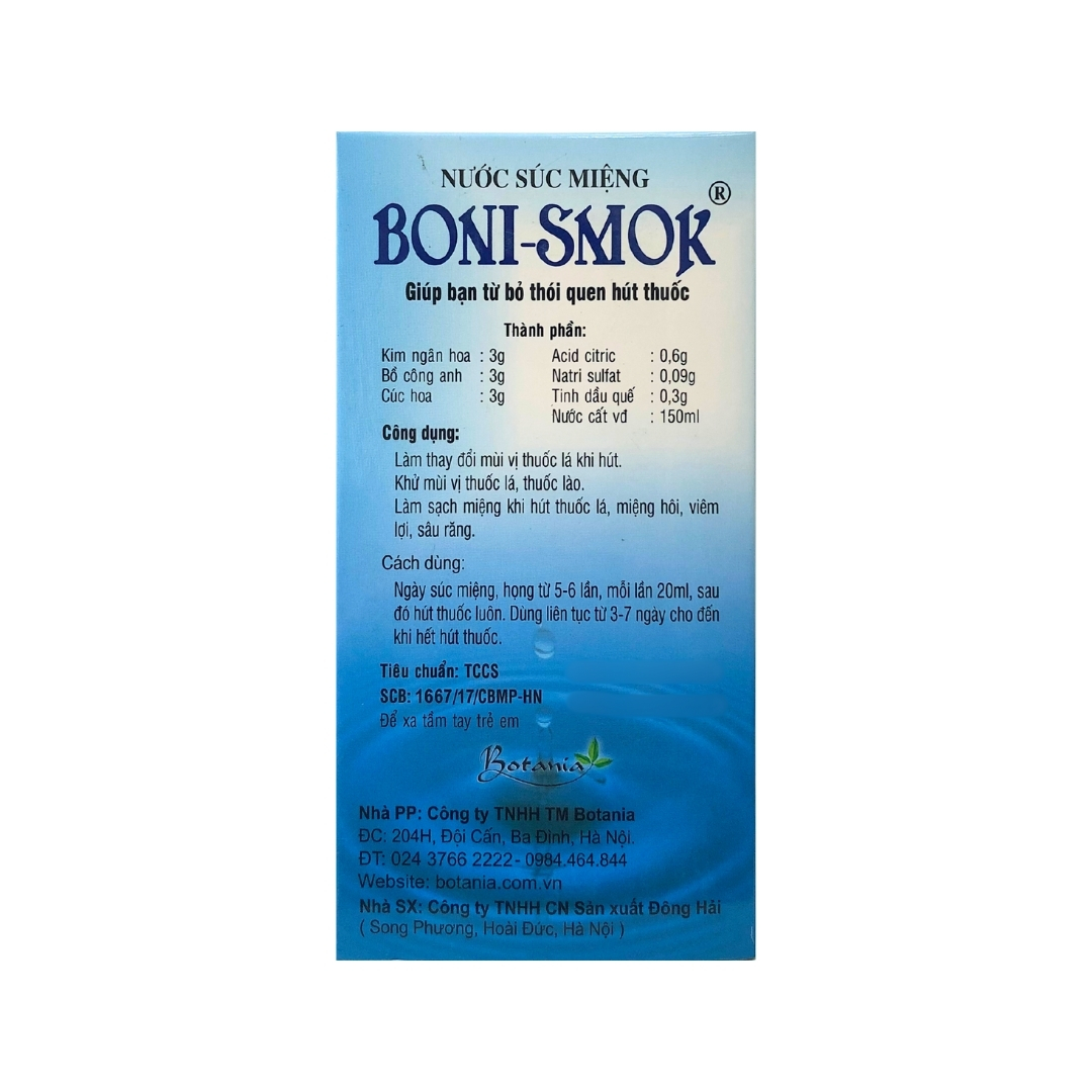 Boni Smok - Nước súc miệng làm giảm cơn thèm thuốc lá chai 150ml ...