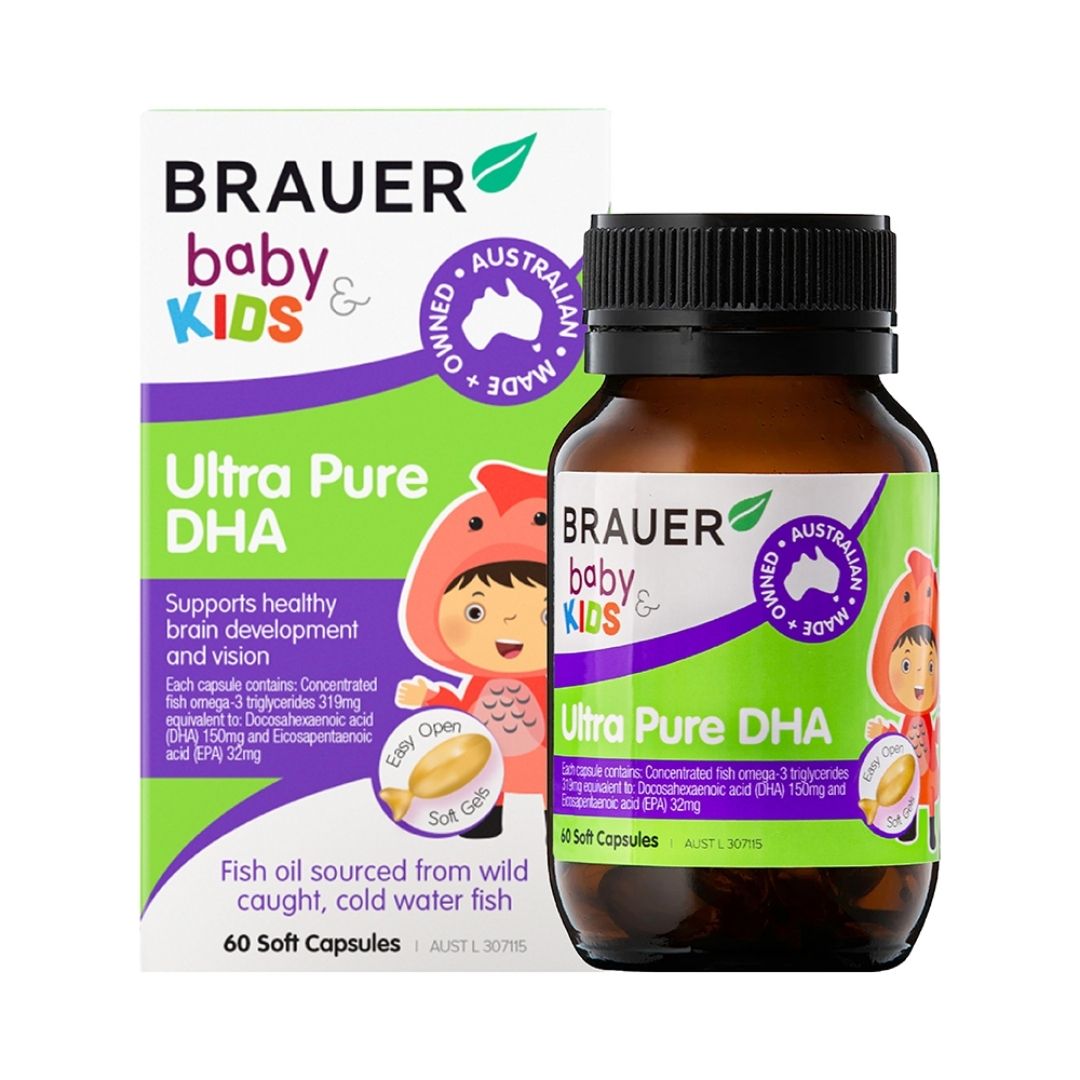 Brauer Ultra Pure DHA chai 60 viên nhai bổ não bé từ 7 tháng - Pharmart.vn