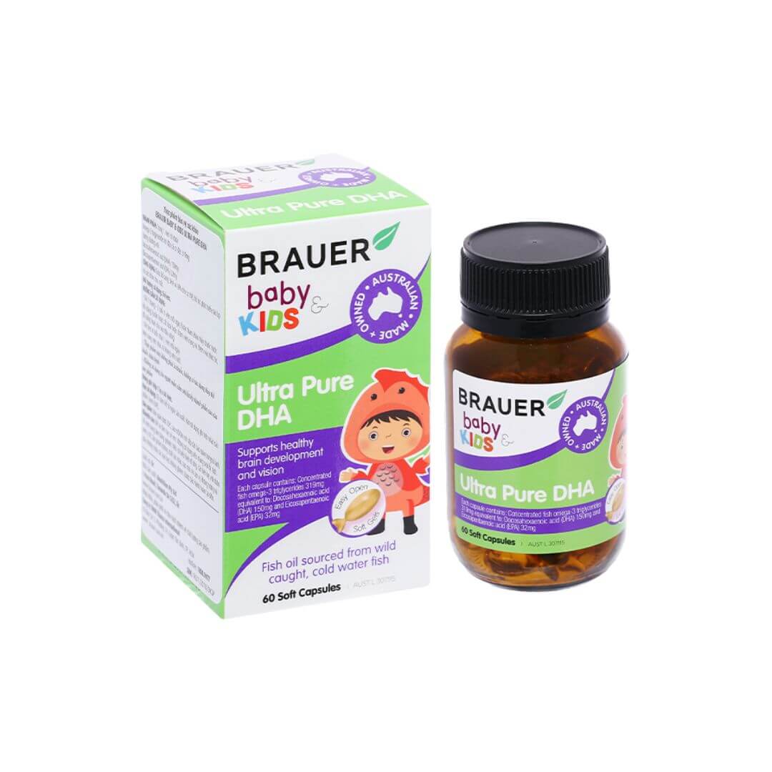 Brauer Ultra Pure DHA chai 60 viên nhai bổ não bé từ 7 tháng - Pharmart.vn