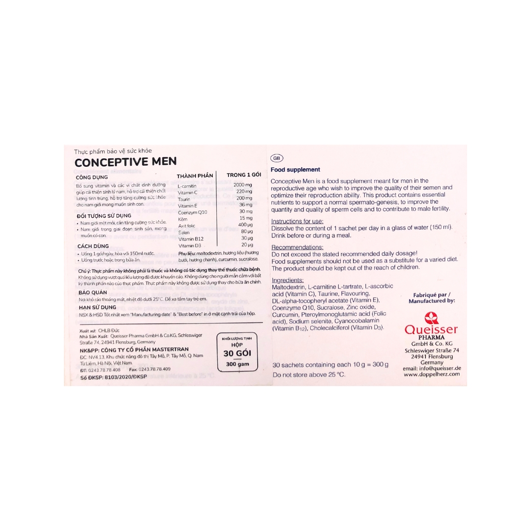 Conceptive Men - Hỗ trợ điều trị hiếm muộn nam - Pharmart.vn