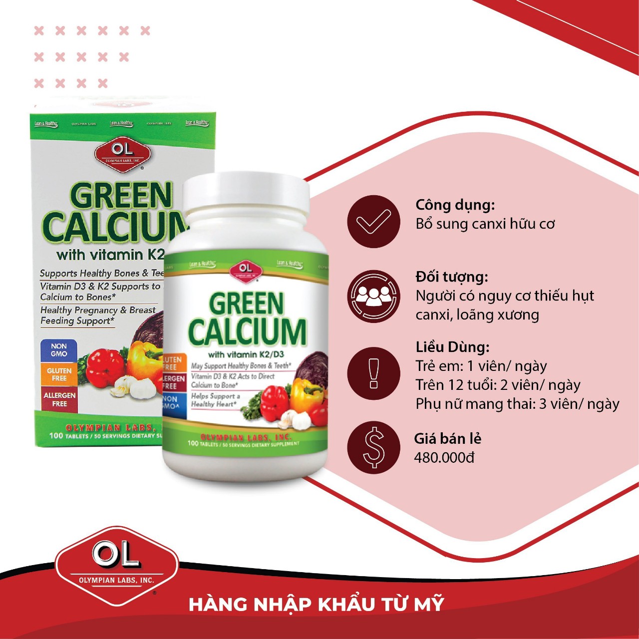Green Calcium - Bổ sung Canxi hữu cơ cho cơ thể - Pharmart.vn