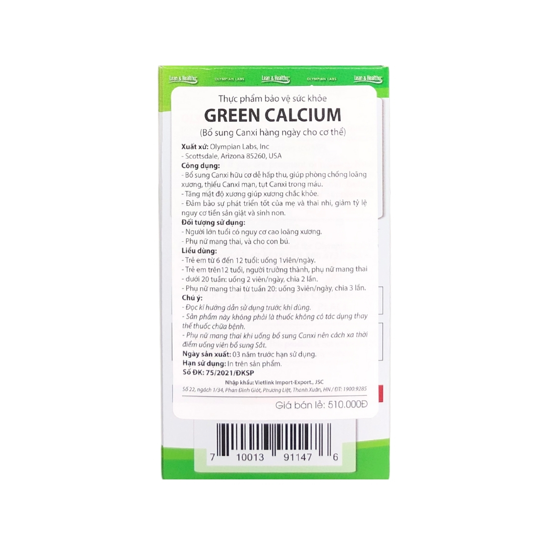 Green Calcium - Bổ sung Canxi hữu cơ bà bầu - Pharmart.vn