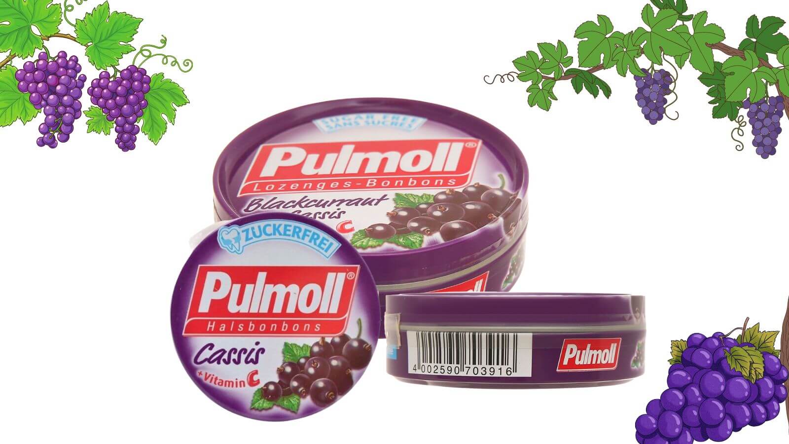 Kẹo ngậm Pulmoll Cassic và Vitamin C giảm ho, đau rát họng hộp 50g - Pharmart.vn