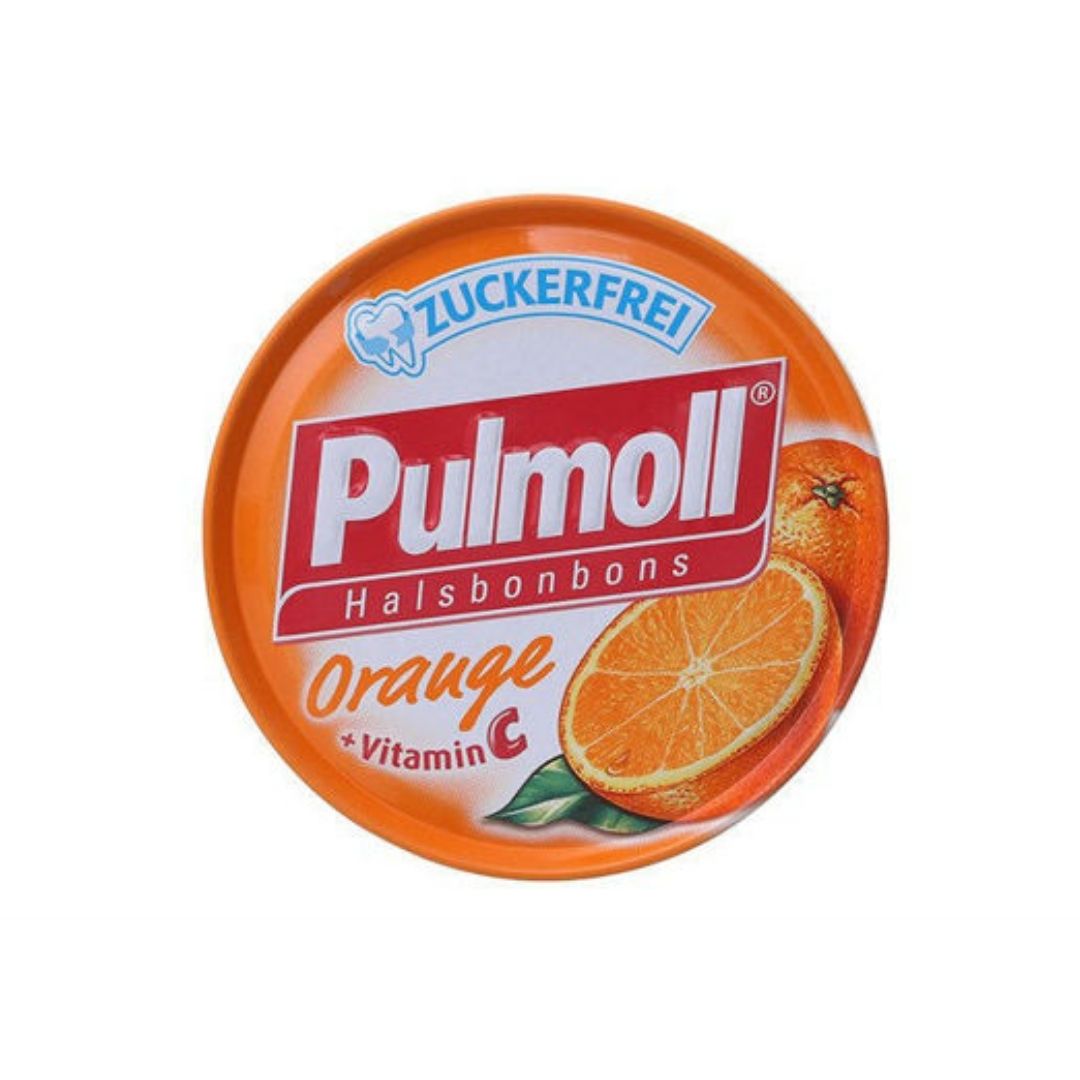 Kẹo ngậm Pulmoll Halsbonbon không đường vị Cam giảm đau họng hộp 50g ...
