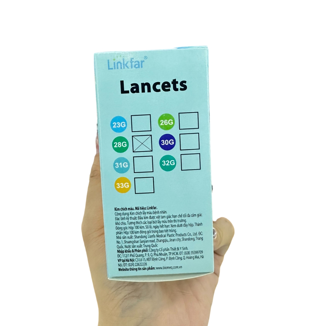 Kim lấy máu Linkfar Lancets 28g hộp 100 chiếc - Pharmart.vn