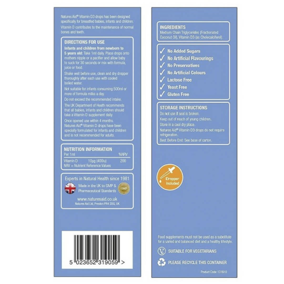 Natures Aid Mini Drops Vitamin D - Bổ sung Vitamin D - Pharmart.vn