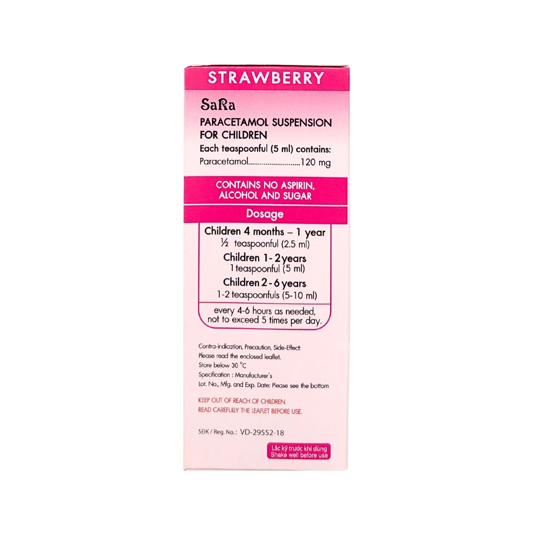Thuốc Siro Sara - Điều trị hạ sốt, giảm đau hương cam - Pharmart.vn