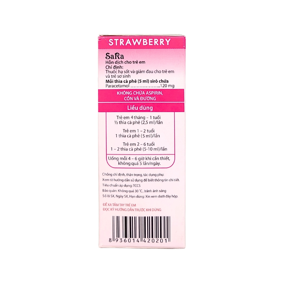 Thuốc Siro Sara - Điều trị hạ sốt, giảm đau hương cam - Pharmart.vn