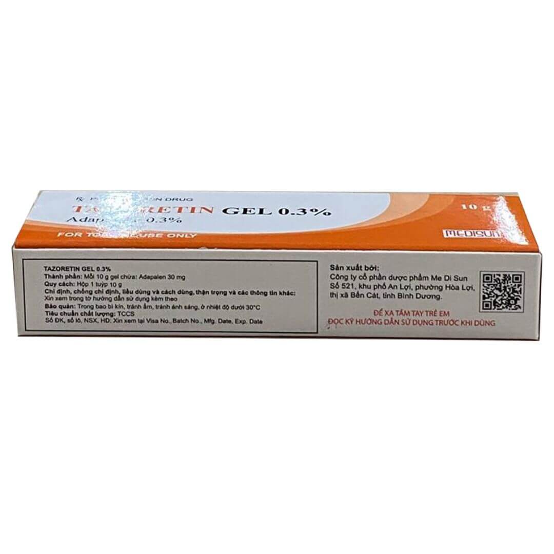 Tazoretin Gel 0 3 Medisun Điều Trị Trứng Cá Mụn Nhọt Tuýp 10g