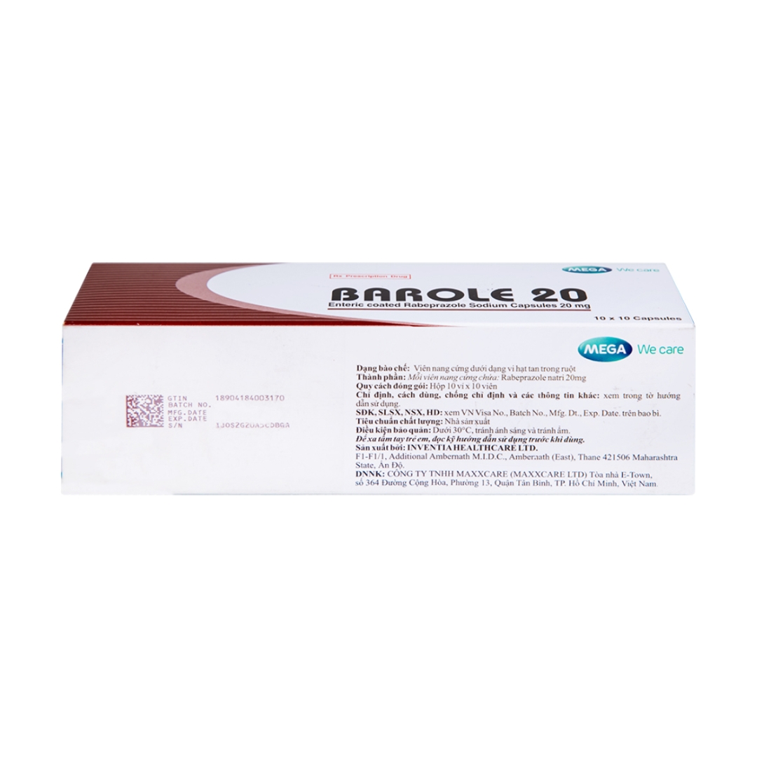 Barole 20 - Điều trị viêm loét, trào ngược dạ dày, tá tràng - Pharmart.vn