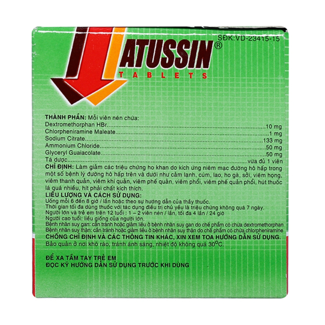 Thuốc ho Atussin vỉ - Pharmart.vn
