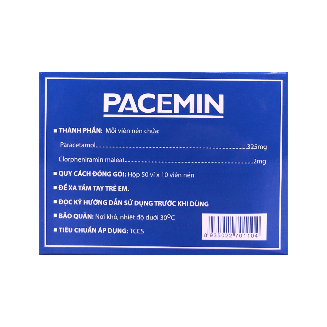 Thuốc Pacemin 325mg - Điều trị hạ sốt, giảm đau, hắt hơi, sổ mũi ...