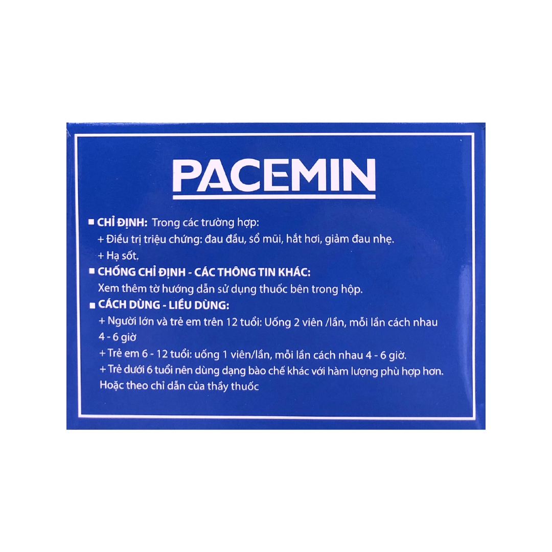 Thuốc Pacemin 325mg - Điều trị hạ sốt, giảm đau, hắt hơi, sổ mũi ...