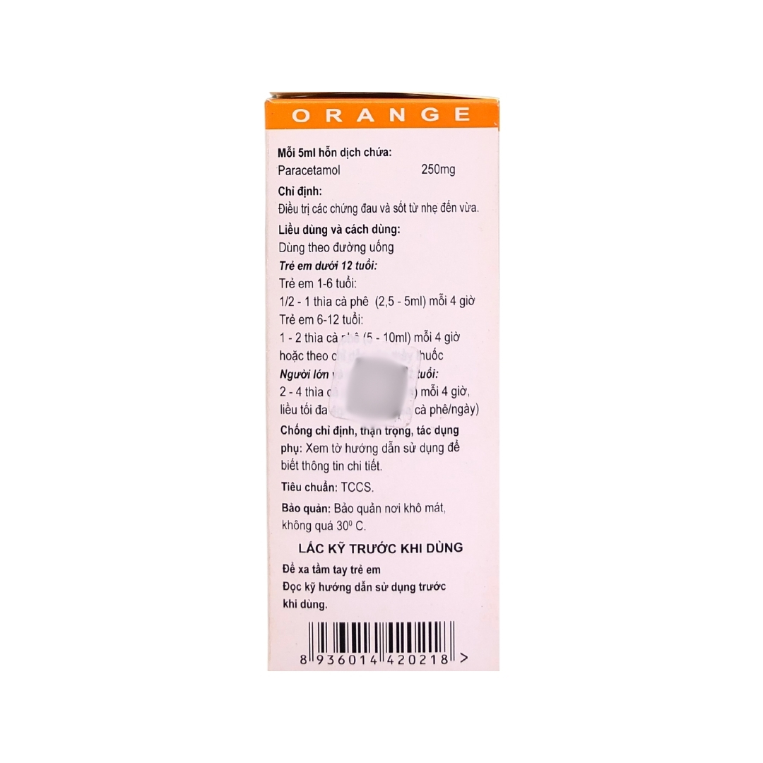 Thuốc Siro Sara - Điều trị hạ sốt, giảm đau hương cam - Pharmart.vn