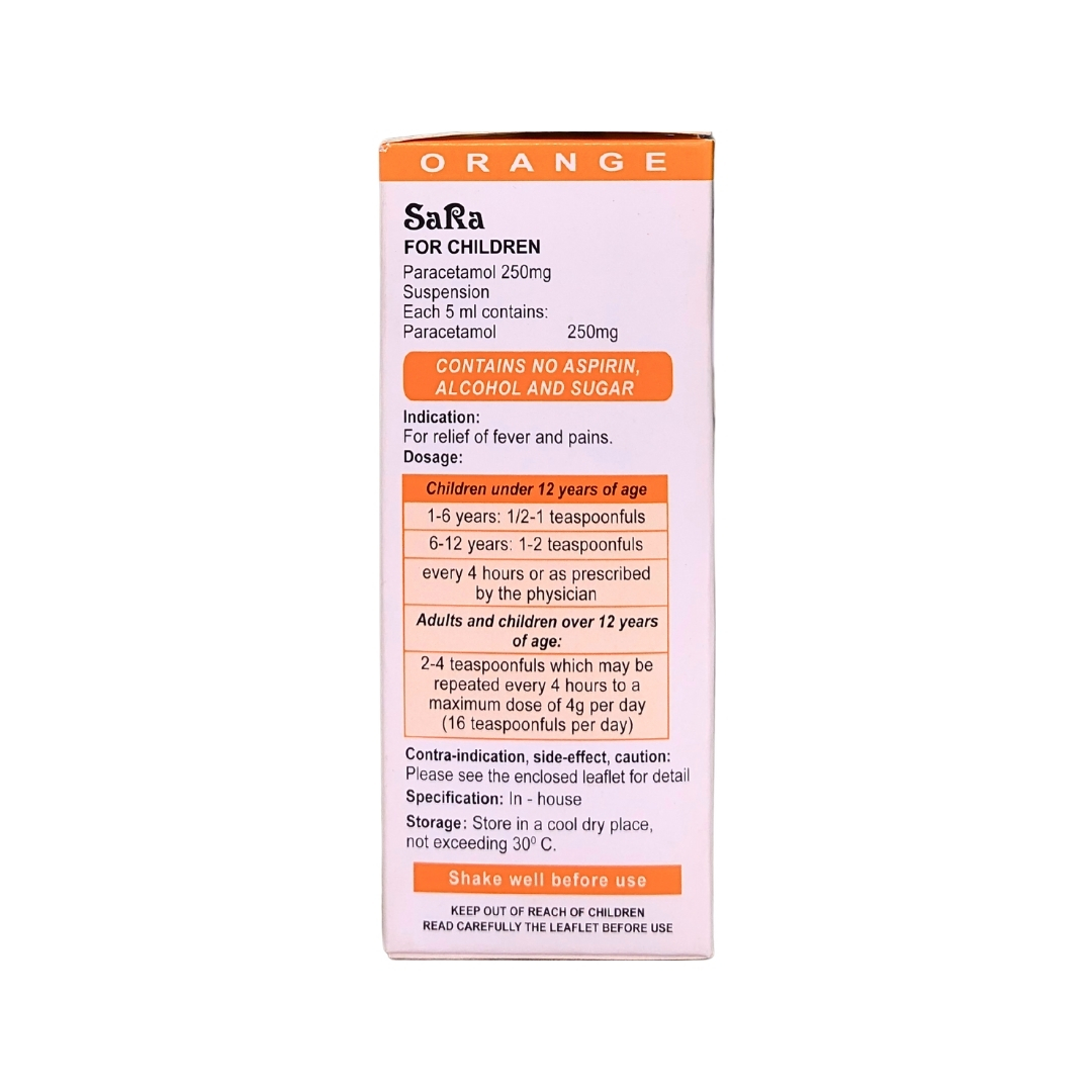 Thuốc Siro Sara - Điều trị hạ sốt, giảm đau hương cam - Pharmart.vn
