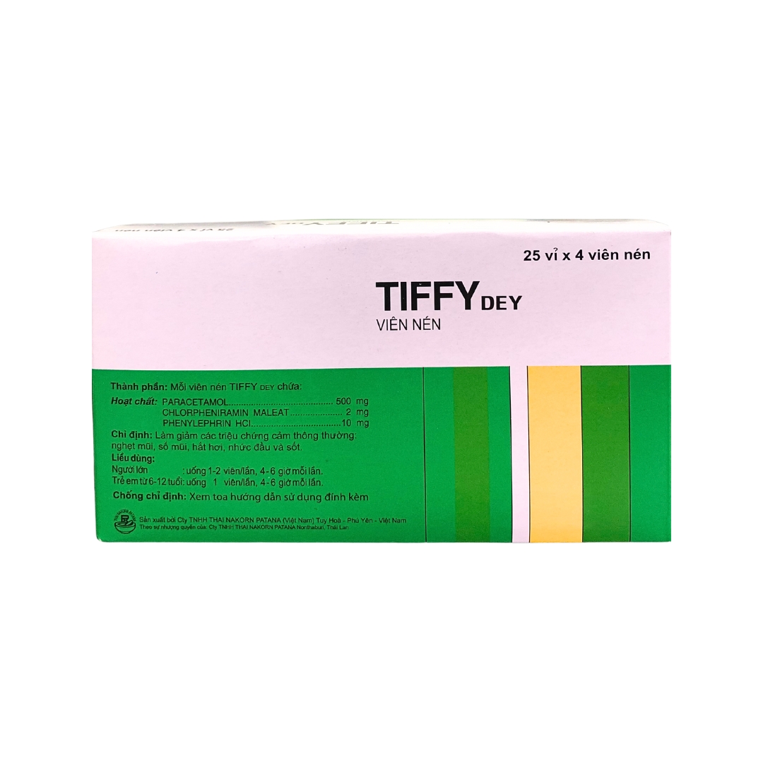 Thuốc Tiffy - Điều trị các triệu chứng cảm cúm vỉ 4 viên - Pharmart.vn