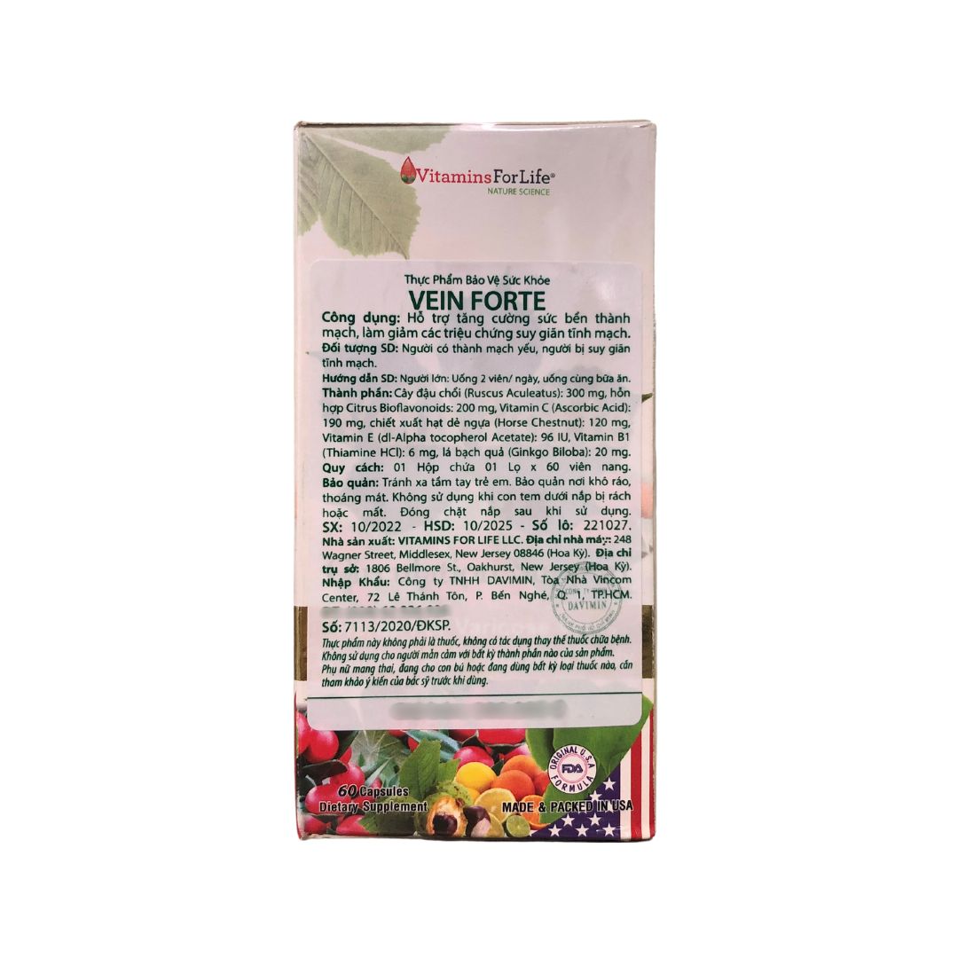Vein Forte - Tăng sức bền thành mạch hộp 60 viên - Pharmart.vn