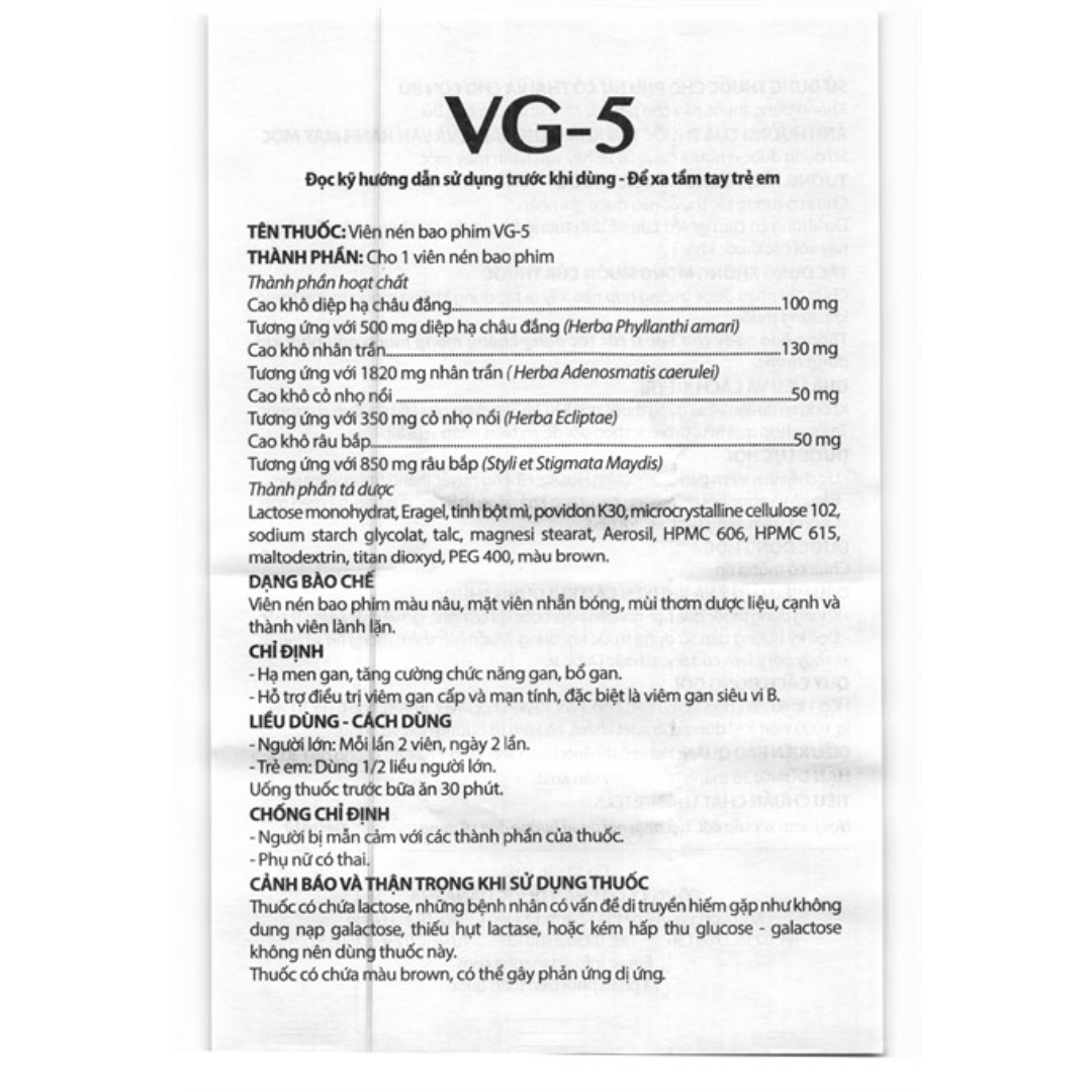 VG-5 - Hỗ trợ bệnh lý về gan - Pharmart.vn